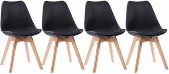 Happy Garden Happy Garden - Lot de 4 chaises scandinaves nora noires avec coussin