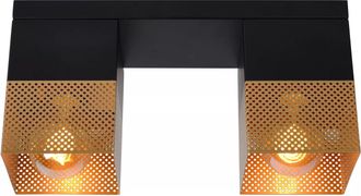 Licht-Erlebnisse Deckenlampe Metall Gold Schwarz Schlafzimmer Esszimmer K&uuml;che 32 cm E27 bis 40 W 2-flammig stilvoll elegant Industrial Deckenleuchte Wohnzimmer TELUR