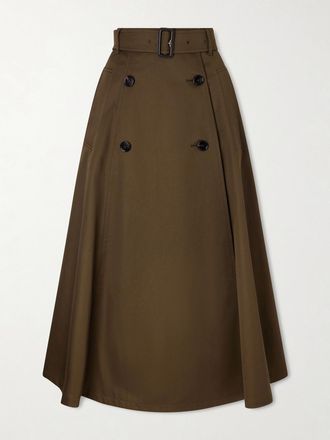 Burberry Jupe Midi En Coton &Agrave; Ceinture - Vert