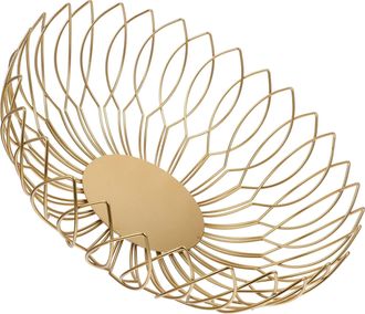 Cabilock Metall Obstkorb Gro&szlig; Gold Hohles Design Snack Obstschale F&uuml;r K&uuml;che Wohnzimmer Tischaufbewahrung