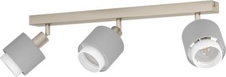 Eglo Deckenstrahler Bellizzi, Deckenlampe 3-fach, Deckenleuchte mit schwenkbaren Spots aus Textil in Grau und Wei&szlig;, Deckenspots mit E14 Fassung