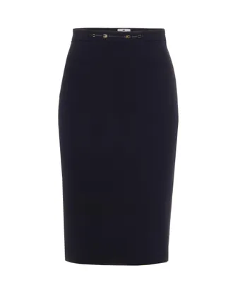Elisabetta Franchi Jewel-Clasp Fitted Skirt - Black