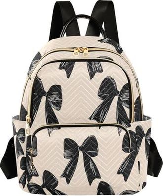 Mnsruu Mini sac à dos pour femme avec noeud noir - Petit sac à dos tendance - Sac à dos décontracté, Multi1057, S