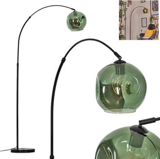 HOFSTEIN Stehleuchte Ripoll, Stehlampe aus Metall/Glas in Schwarz/Gr&uuml;n mit Marmorfu&szlig;, verstellbare Leuchte im Retro/Vintage-Design (Schirm &Oslash; 20 cm), Fu&szlig;schalte