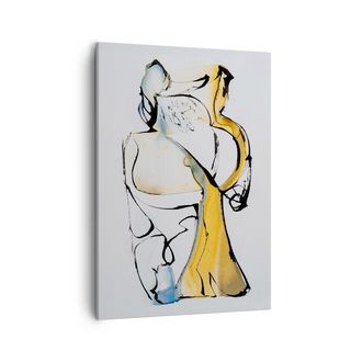 Arttor Bilder auf Leinwand Abstraktion Kritzeleien Modern Leinwandbild mit Rahmen 50x70cm Wandbilder Dekoration Wohnzimmer Schlafzimmer K&uuml;che Deko Gro&szlig; Wandd