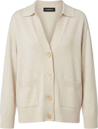 Repeat Damen Strickjacke aus Baumwoll-Mix