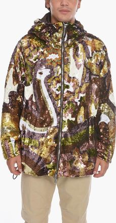 Dsquared2 Gepolsterte Windjacke mit Kapuze, mit Pailletten &uuml;berzogen Dsquared2