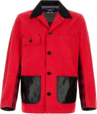 Junya Watanabe Homme, Vestes, Rouge, Taille: M Patchwork Work Jacket