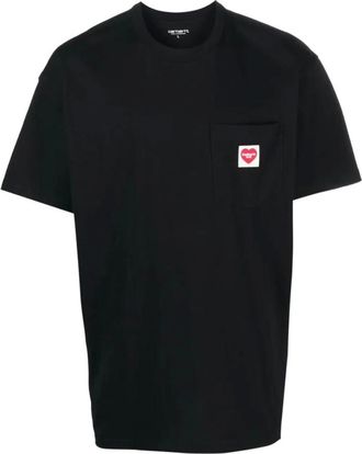 Carhartt Work in Progress Homme, Tops, Noir, Taille: XL Pocket Heart T-Shirt