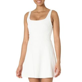 Amazon Essentials Robe de Tennis Active FormFlex Sans Manches, avec Body, Soutien-Gorge et Short Int&eacute;gr&eacute;s, Ultra Douce Femme, Blanc, L