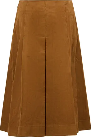 Tory Burch Pleated Velvet Skirt - Orange