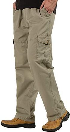 Generic Pantalon de combat ample pour homme - L&eacute;ger - Coupe droite - Pantalon de randonn&eacute;e confortable - Pantalon militaire durable - Pantalon de travail - Pa