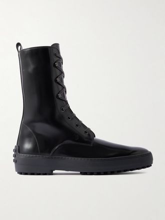 Tod's Gommino Schnürstiefel Aus Glanzleder - Schwarz