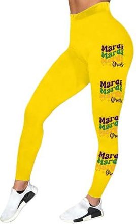 Generic Legging pour femme, pantalon de yoga, leggings dentra&icirc;nement de sport, leggings de course, collants pour la maison pour femme, jaune, XXL