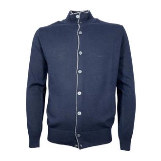 Cashmere Company Luxuri&ouml;ser Cashmere Cardigan Blau Slim Fit - - Knitwear - Herren - Blau - 2XL
