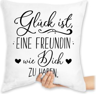 Shirtracer Kissen 40x40 Zierkissen - Valentinstag Partner Ideen - Glück ist eine Freundin wie Dich zu haben - 40 x 40 cm - Weiß - BFF Geschenke pärchenkissen wal