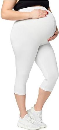 Merry Style Legging 3/4 de Maternité Femme Grande Taille en Viscose MS10-461 (Blanc, 7XL)