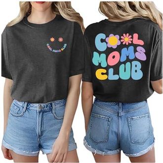 Generic T-shirt &laquo; Going Out Cool Moms Club &raquo; pour femmes, graphique 2025, coupe ample, haut athl&eacute;tique, t-shirt &agrave; lettres mignonnes, d&eacute;contract&eacute; et tendance, 