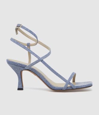 Jeanne Vouland Sandales Sublim Double Denim Bleu, Collaboration Jeanne Vouland x V&eacute;ronika Loubry