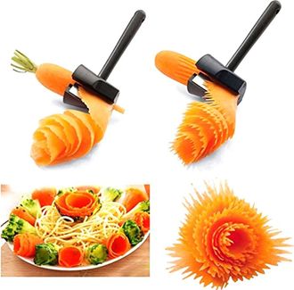 BESTONZON Gemüseschneider Karottenwickler -Schäler Karottenspirale Shred Slicer Wurzelgemüse Slicer Sharpen Garnierwerkzeug Für Die Küche Schwarz Gemüseschäler