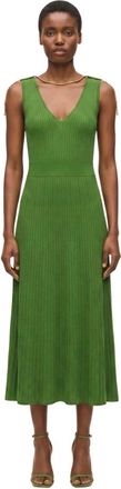 Elisabetta Franchi Femme, Robes, Vert, Taille: 42 FR Robe en maille ajour&eacute;e avec d&eacute;tail de bijou