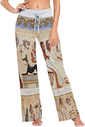 Mnsruu Pantalon de pyjama pour femme Motif Égypte Ancienne Coupe ample - Multicolore - X-Large