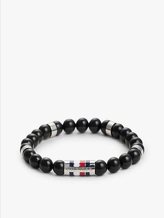 Tommy Hilfiger Bracelet en acier inoxydable &agrave; perles en onyx