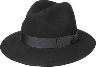 LIPODO Chapeau de Feutre New York Femme/Homme - Made in Italy en Laine avec Ruban Gros Grain Hiver Automne Ete Printemps Printemps-ete - XL (60-61 cm) Noir