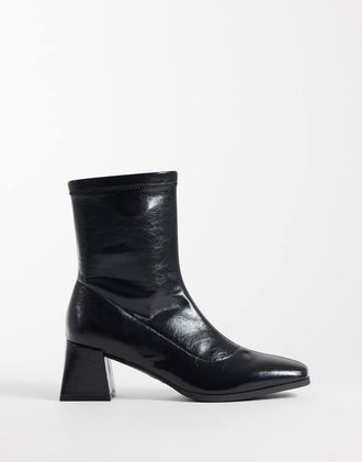 London Rebel Tabitha Ankle-Boots mit Blockabsatz in Schwarz