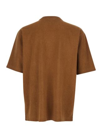 Dsquared2 Mens T-Shirt With Logo Print Brown Cotton T-Shirts And Polos