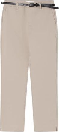 Springfield Straight Chino Pants with Belt Rto, Beige, 38 Femme