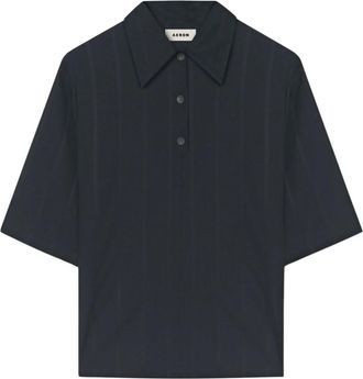 &Aacute;eron Femme, Blouses et Chemises, Noir, Taille: 38 FR Chemise &agrave; manches courtes et col montant