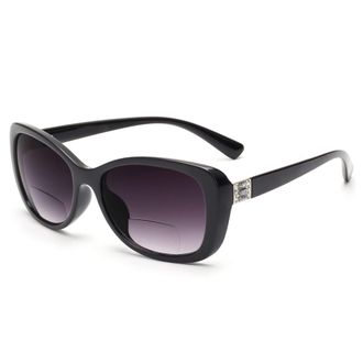 JM Frauen Bifokale Lese Sonnenbrille, Vintage Leser Gl&auml;ser UV Schutz im Freien Schwarz +2.25
