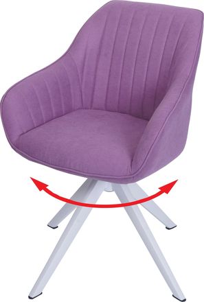 Mendler Esszimmerstuhl HWC-K27, Küchenstuhl Stuhl mit Armlehne, drehbar Stoff/Textil - lila