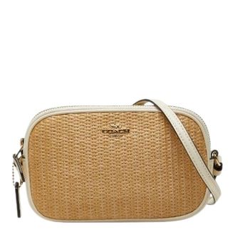 Coach Pre-owned Raffia Leder Umh&auml;ngetasche - - Pre-owned - Damen - Beige - ONE SIZE