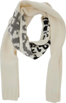 Maison Margiela Logo Wool Blend Scarf - White