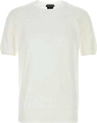 Tom Ford Homme, Pulls, Blanc, Taille: M Pure Cotton Crew Neck