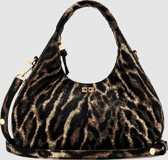 Ganni Sac Hobo Mini Metallic Cloque Antique Bronze
