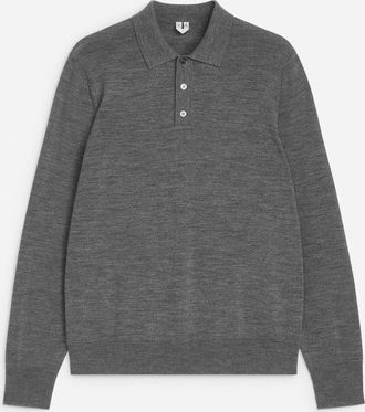 Arket Polopullover Aus Merinowolle -Grau