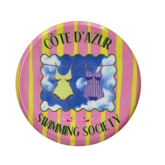 Gift Company Love Trays, Dekotablett, M, Motiv: Swimming Society, rund, rosa/gelb 22,8x1x22,8cm