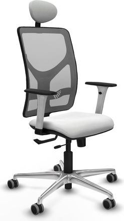 Piqueras y Crespo B&uuml;rostuhl mit hoher R&uuml;ckenlehne, mit wei&szlig;en und schwarzen Armlehnen, h&ouml;henverstellbare Lendenwirbelst&uuml;tze und festes Kopfteil, ausgestattet mit Syncro