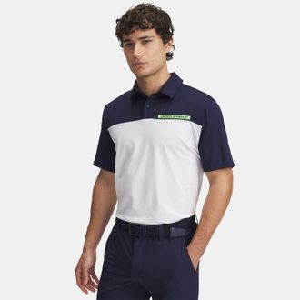 Under Armour Tee To Green Color Block Polo f&uuml;r Herren Midnight Blaue Marine / Wei&szlig; / Cyber Gr&uuml;n XXL