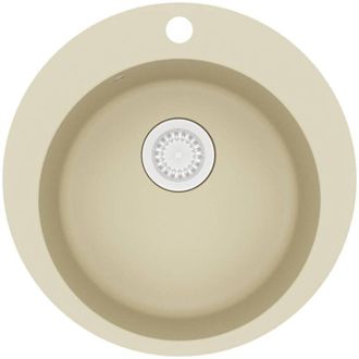 vidaXL Granitsp&uuml;le Einzelbecken Rund Beige Vidaxl