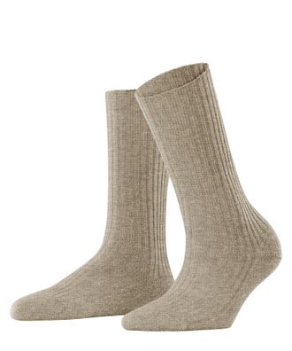 Falke Damen Socken Cosy Wool Boot W So Wolle Kaschmir einfarbig 1 Paar, Beige Melange 4091, 35-38