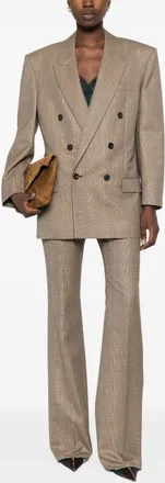 Saint Laurent Prince of Wales Check Trousers - Beige