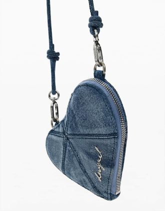 Desigual Kleine herzf&ouml;rmige Geldb&ouml;rse zum Umh&auml;ngen in Blau