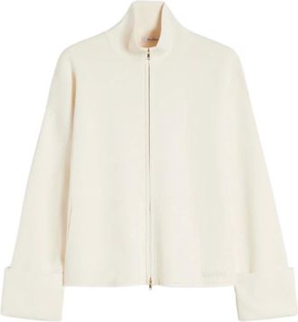 Max Mara Femme, Sweatshirts et sweats &agrave; capuche, Blanc, Taille: 38 FR SweaT-shirt zipp&eacute; en coton