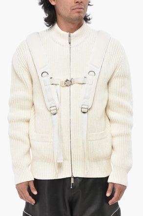 Off-white Baumwoll-Zip-Pullover STRAPS mit gepolsterten Schultern Off-White