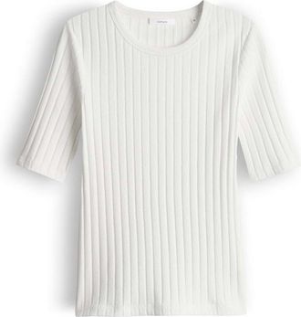 OPUS Kurzarmshirt Basic Rippshirt aus Baumwoll Mix Schmale Passform, Pull-on, elastischer Stoff