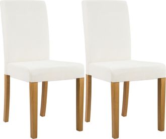 Clp Esszimmerstuhl 2er Set gepolstert mit Lehne Ina, K&uuml;chenstuhl mit Bezug aus Cord, stabiles Gestell aus Holz, Farbe:Creme, Gestell Farbe:antik-hell